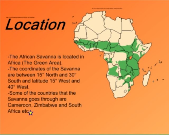 Location -The African Savanna is located in Africa (The Green Area ...