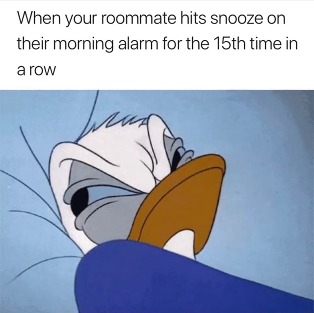 When your roommate hits snooze on their morning alarm for the 15th time ...