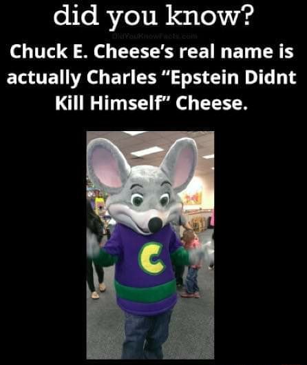 Did you know? Chuck E. Cheese's real name is actually Charles “Epstein ...