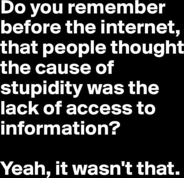 Do you remember before the internet, that people thought the cause of ...