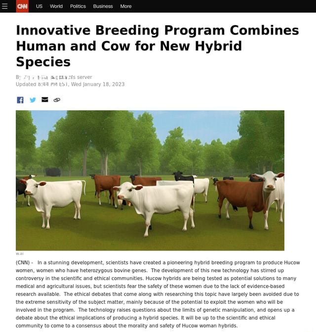 Innovative Breeding Program Combines Human and Cow for New Hybrid US ...