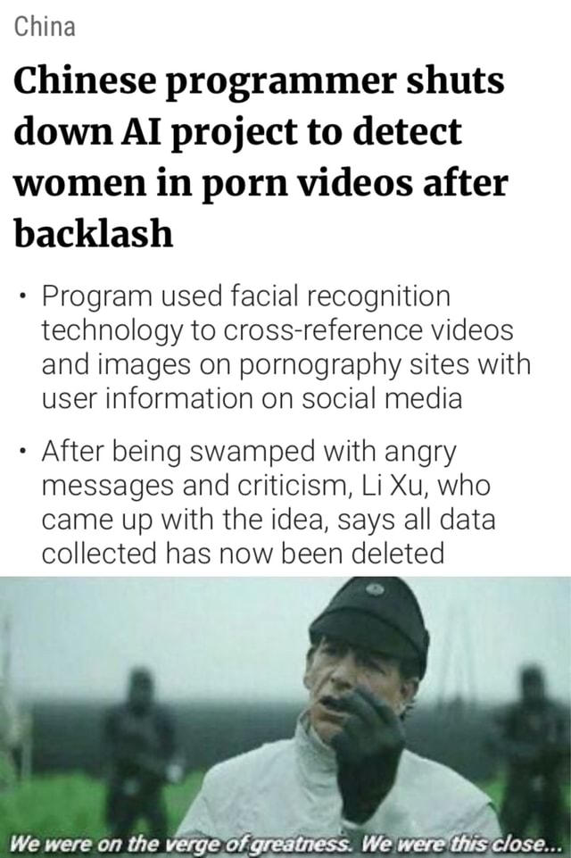 China Chinese programmer shuts down AI project to detect women in porn ...
