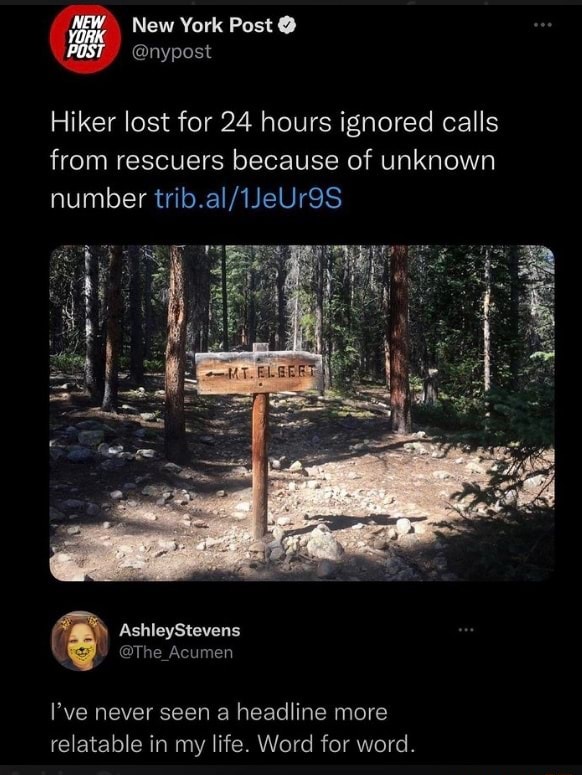 New York Post @ @nypost Hiker lost for 24 hours ignored calls from ...