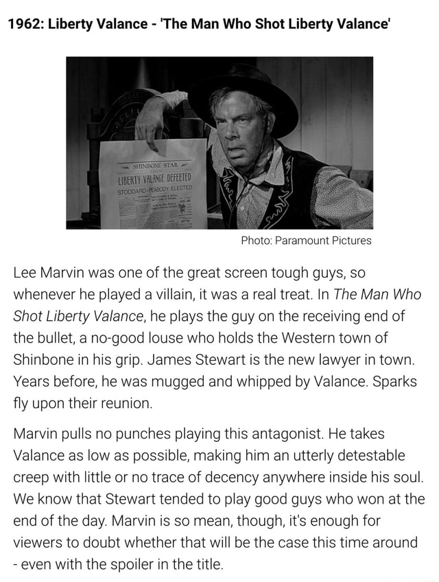 1962: Liberty Valance 'The Man Who Shot Liberty Valance' Photo ...