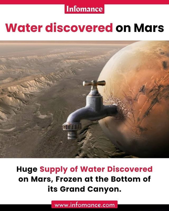 Infomance Water discovered on Mars Huge Supply of Water Discovered on ...