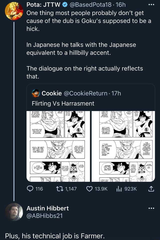 Pota: JTTW One thing most people probably don't get cause of the dub is ...