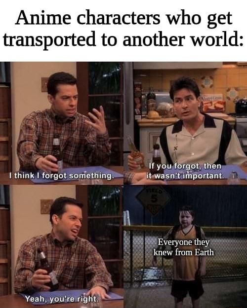 Anime characters who get transported to another world: - iFunny