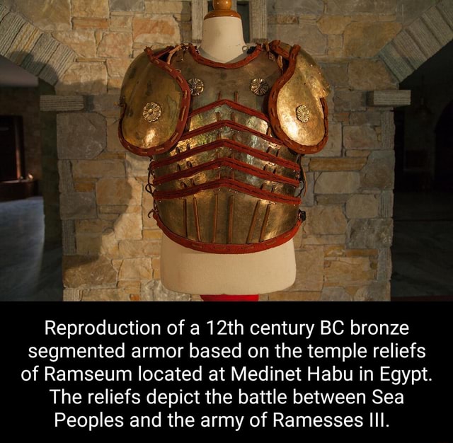 Reproduction of a 12th century BC bronze segmented armor based on the ...