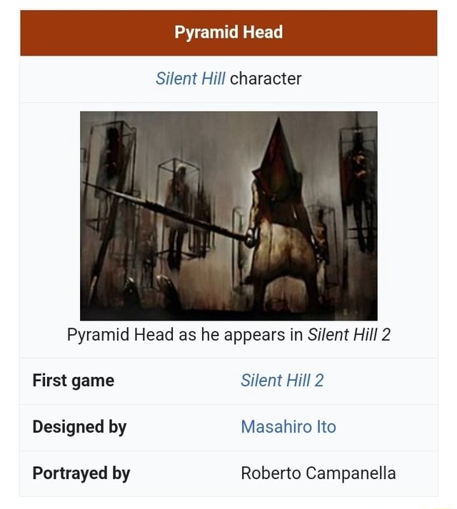 Pyramid Head Silent Hill character Pyramid Head as he appears in Silent ...