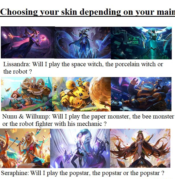 Choosing your skin depending on your mair Lissandra: Will I play the ...