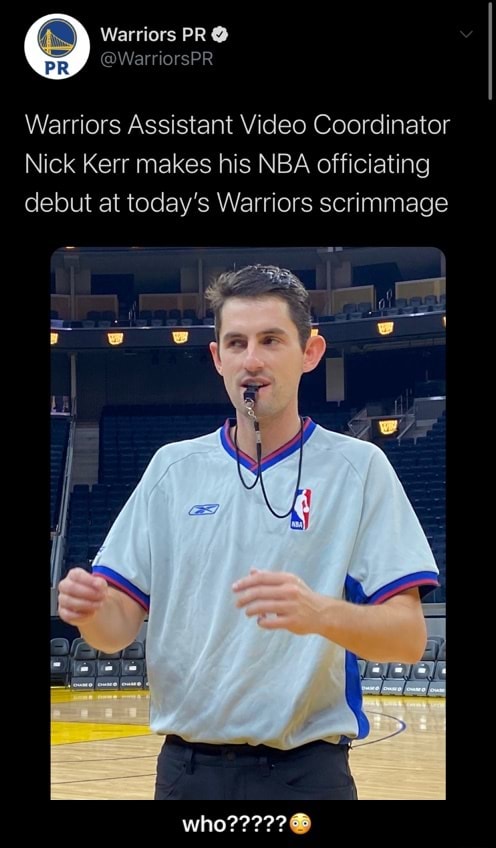 Warriors PR Warriors Assistant Video Coordinator Nick Kerr makes his ...
