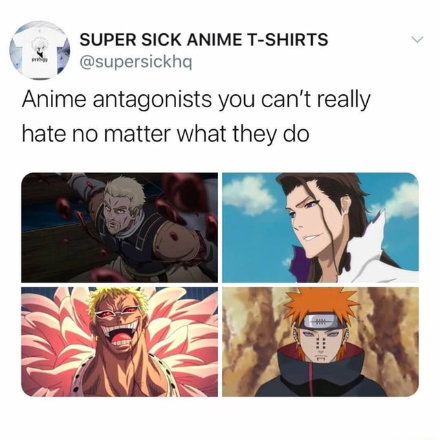 SUPER SICK ANIME T-SHIRTS y @supersickhq Anime antagonists you can't ...