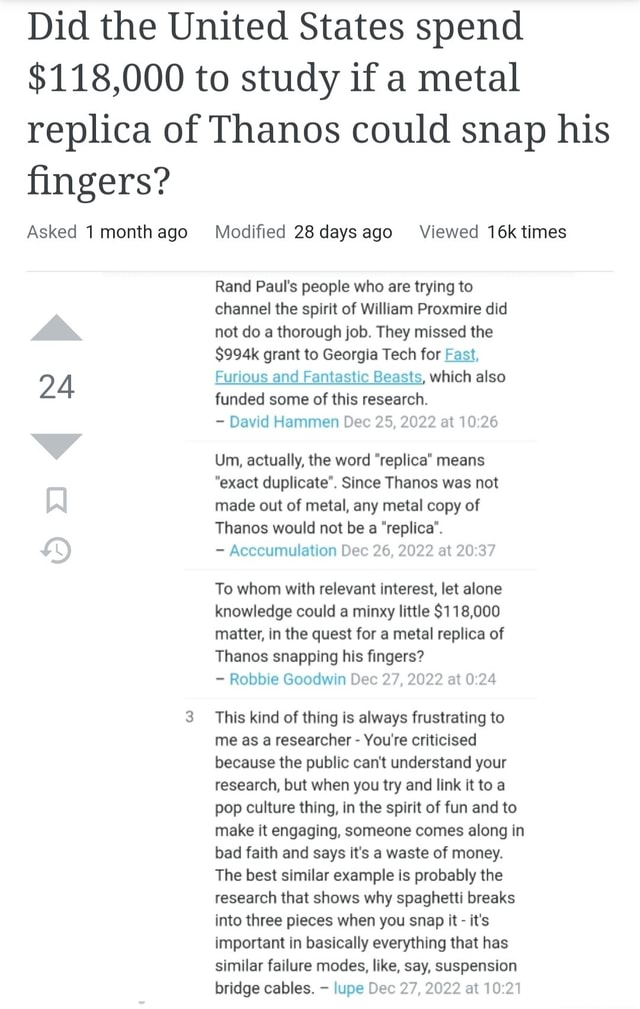 Did the United States spend $118,000 to study if a metal replica of ...