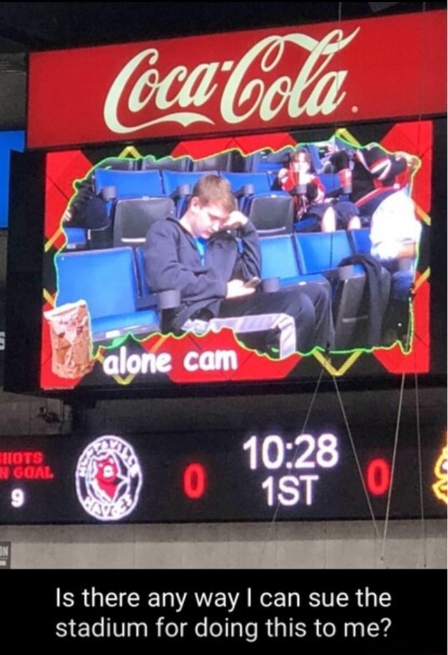 Alone cam Is there any way I can sue the stadium for doing this to me ...
