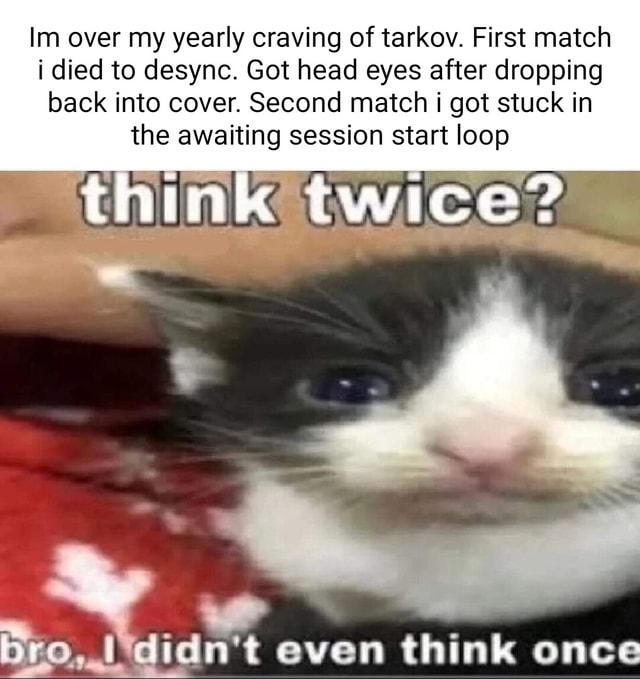 Im over my yearly craving of tarkov. First match i died to desync. Got ...