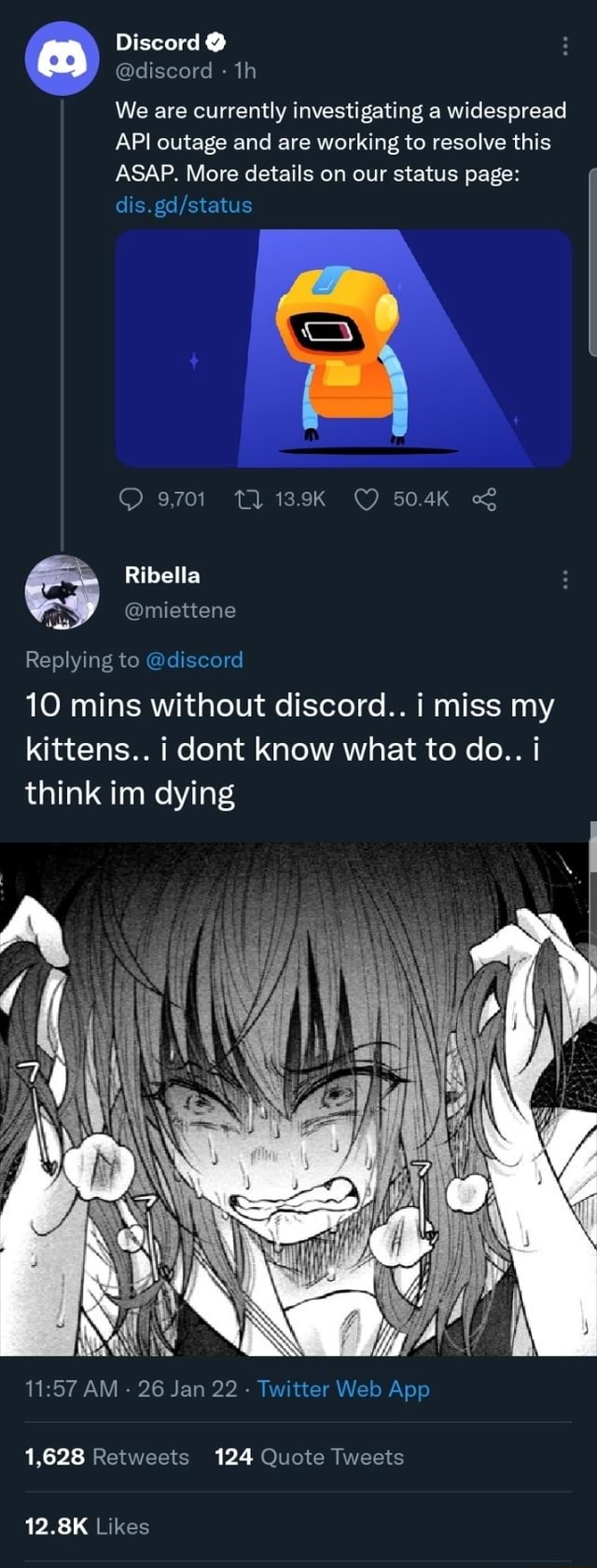 Discord @ @discord th dis. We are currently investigating a widespread ...