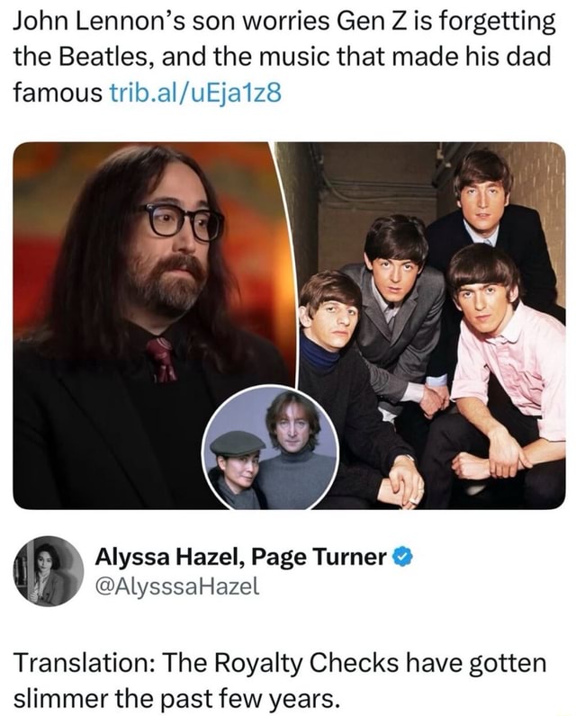 John Lennon's son worries Gen Z is forgetting the Beatles, and the ...
