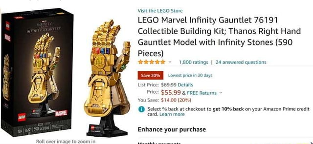 Visit the LEGO Store LEGO Marvel Infinity Gauntlet 76191 Collectible ...