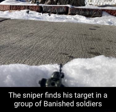 The sniper finds his target in group of Banished soldiers - iFunny