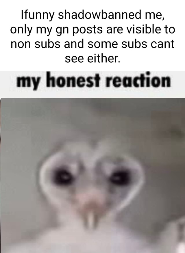 Ifunny shadowbanned me, only my gn posts are visible to non subs and ...