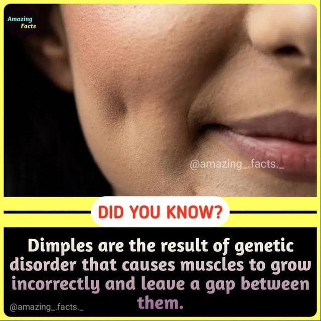 Amazing Facts @ar facts. YOU KNOW? Dimples are the result of genetic ...