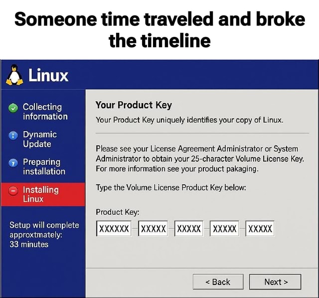 Someone time traveled and broke the timeline 4, Linux Collecting Your ...