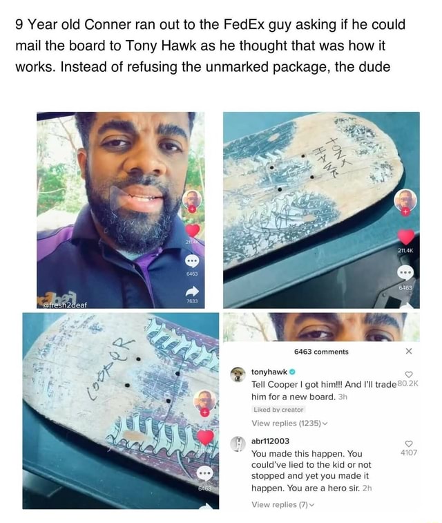 9 Year old Conner ran out to the FedEx guy asking if he could mail the ...