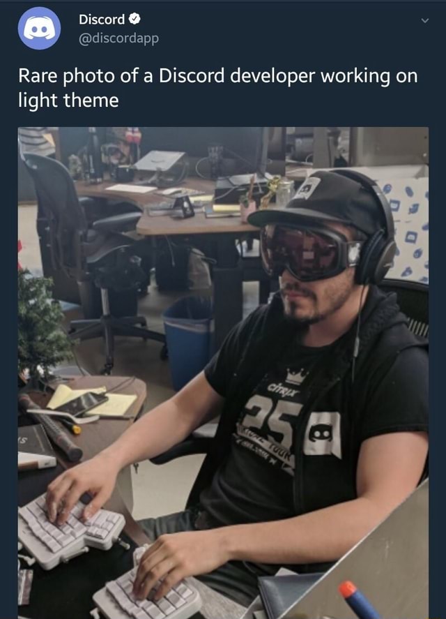 Discord @discordapp Rare photo of a Discord developer working on light ...