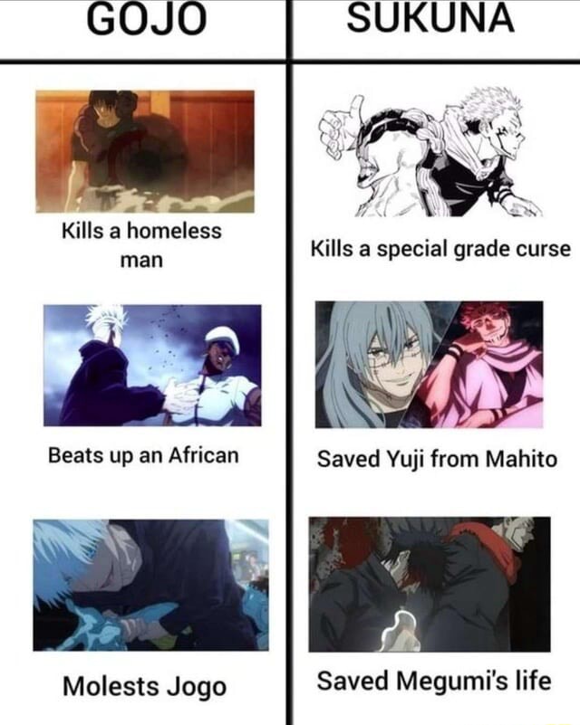 GOJO SUKUNA Kills a homeless man Beats up an African Saved Yuji from ...