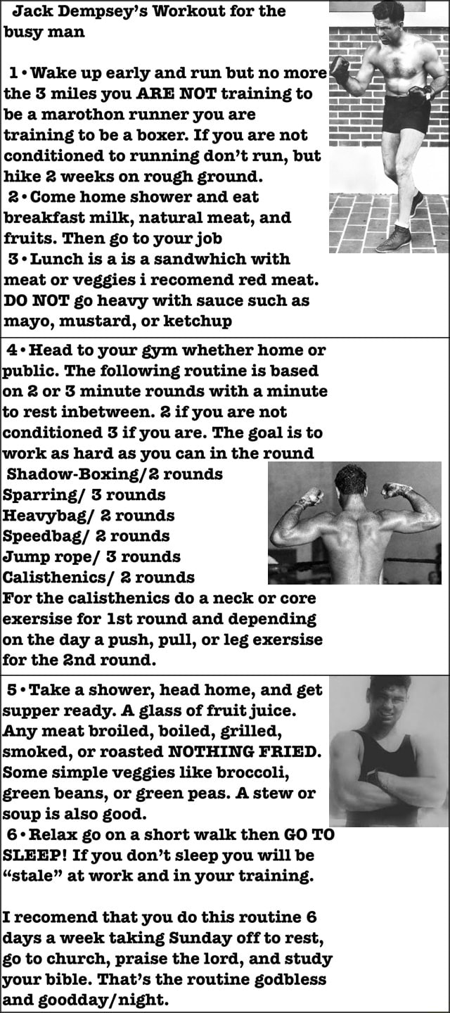 Jack Dempsey's Workout for the busy man up early and run but no more ...