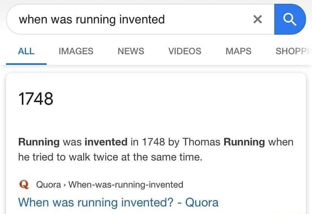 When was running invented ALL IMAGES NEWS VIDEOS MAPS SHOPI 1748 ...
