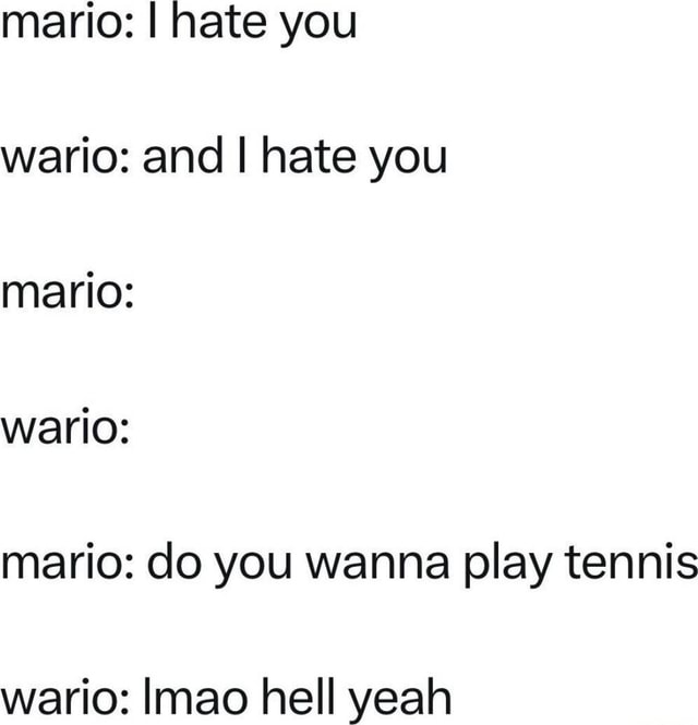 Mario: I hate you wario: and I hate you mario: wario: mario: do you ...