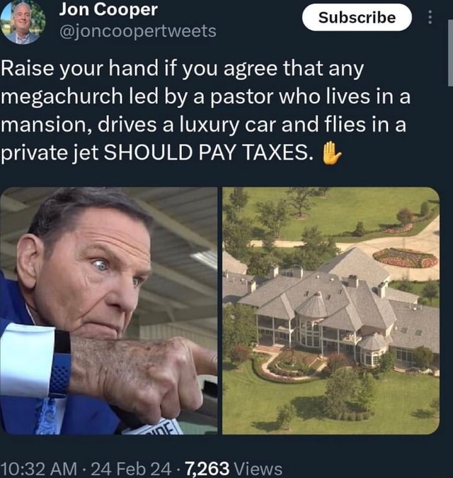 Raise your hand if you agree that any megachurch led by a pastor who ...