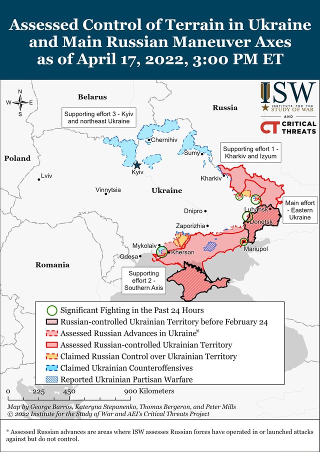 Assessed Control of Terrain in Ukraine and Main Russian Maneuver Axes ...