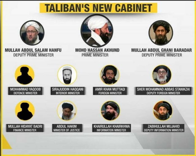 TALIBAN'S NEW CABINET MULLAH ABDUL SALAM HANFU MOHD HASSAN AKHUND ...