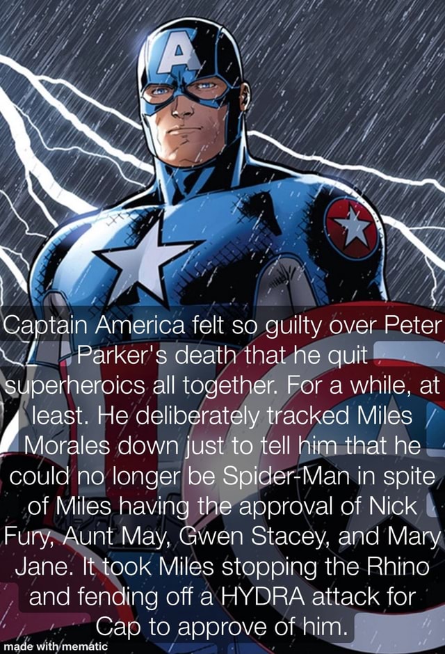 Captain America felt So guilty over Peter Parker's death that he quit ...
