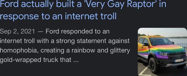 Ford actually built a Very Gay Raptor In response to an internet troll ...