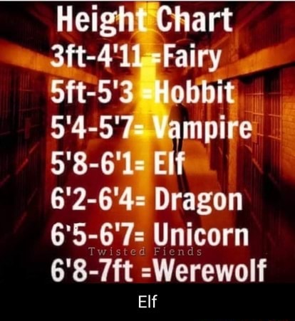 Height Chart airy Dragon Unicorn -Tit =Werewolf Elf - iFunny