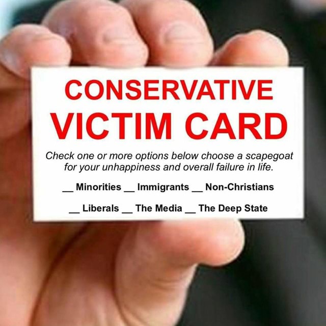 CONSERVATIVE VICTIM CARD Check one or more options below choose a ...