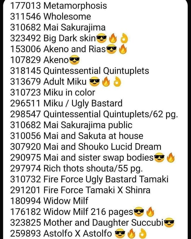 177013 Metamorphosis 311546 Wholesome 310682 Mai Sakurajima 323492 Big ...