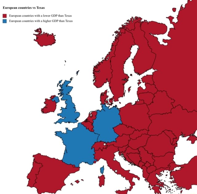 European countries vs Texas European countries with a lower GDP than ...