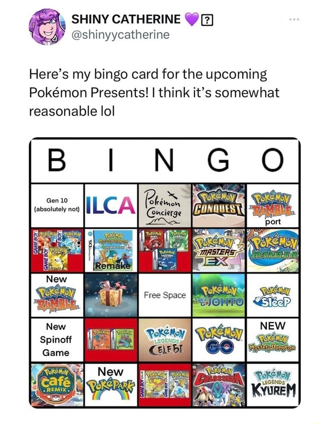 SHINY CATHERINE @shinyycatherine Here's my bingo card for the upcoming ...