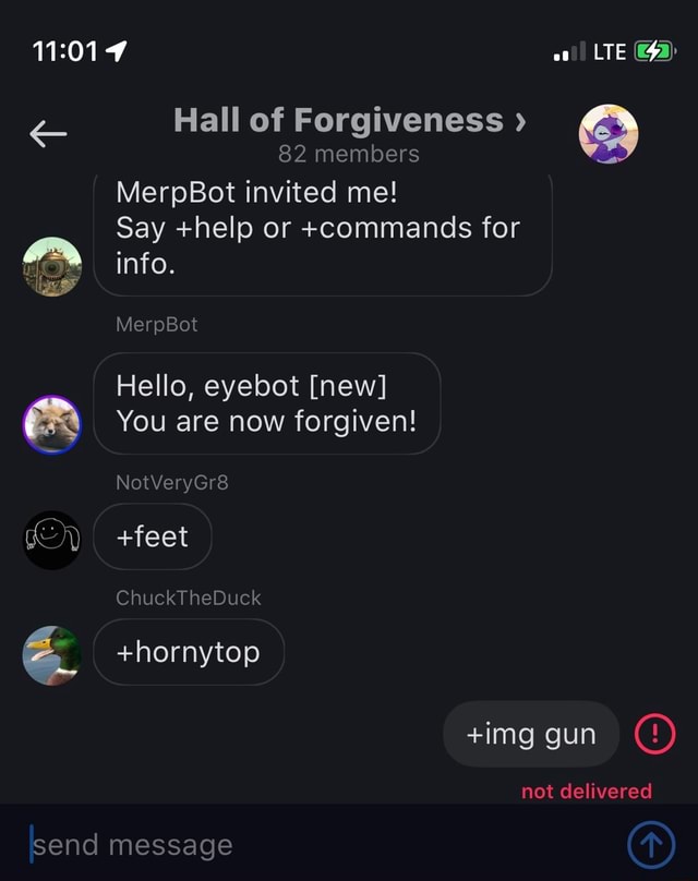 LTE Hall of Forgiveness 82 members MerpBot invited me! Say +help or ...