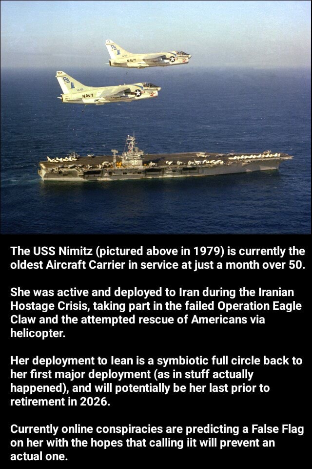 The USS Nimitz (pictured above in 1979) is currently the oldest ...