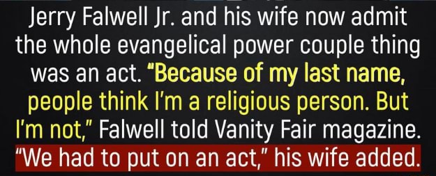 Grifters for Jeebus. God help us. - Jerry Falwell Jr. and his wife now ...