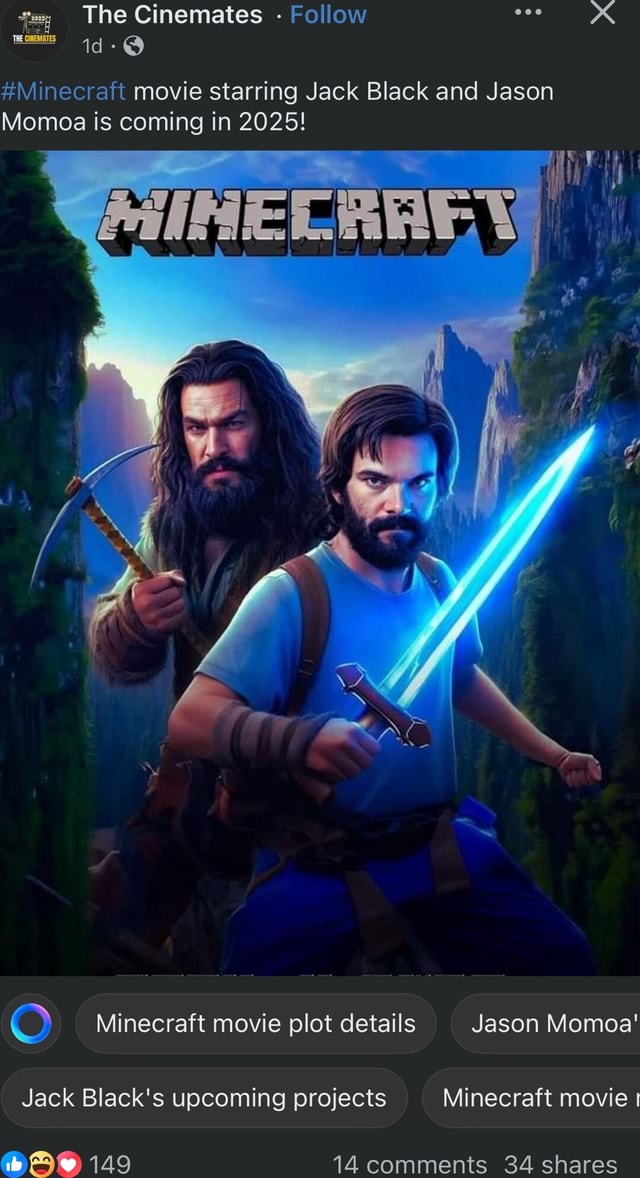 The Cinemates - Follow id #Minecraft movie starring Jack Black and ...