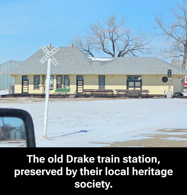 The old Drake train station, preserved by their local heritage society ...