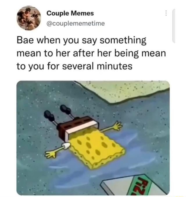 Couple Memes @couplememetime Bae when you say something mean to her ...