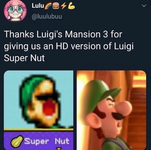 Thanks Luigi's Mansion 3 for giving us an HD version of Luigi Super Nut - iFunny