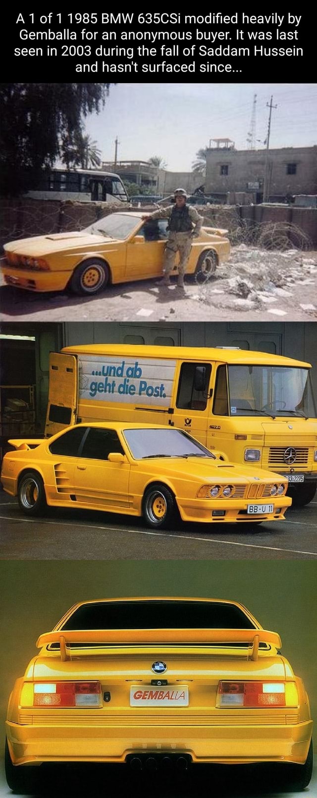 A 1 of 11985 BMW 635CSi modified heavily by Gemballa for an anonymous ...